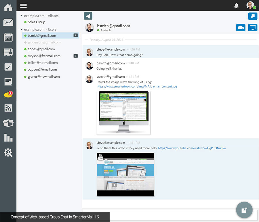 Web Conferencing and Group Chat in SmarterMail 16.x